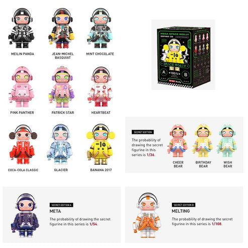POPMART MEGA Space Molly 100% Series 2 (Secret Cheer, Birthday, Wish B ...