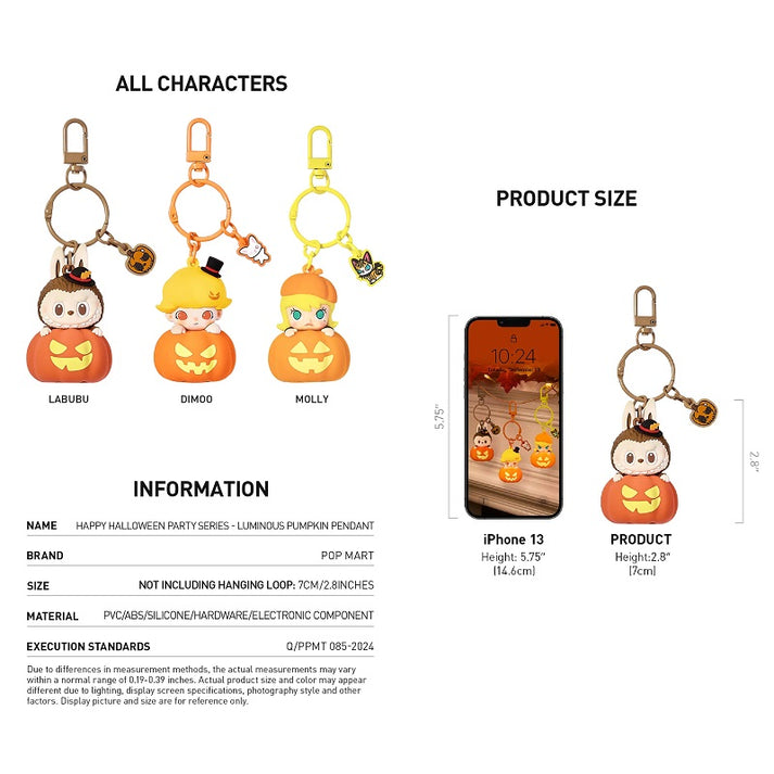 POPMART Labubu Happy Halloween Party Luminous Pumpkin Keychain, New – ETTV