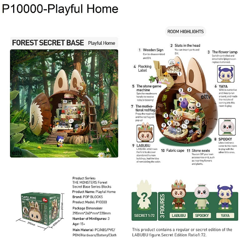 POPMART Labubu The Monsters Forest Secret Base Lego Style POP Blocks ...